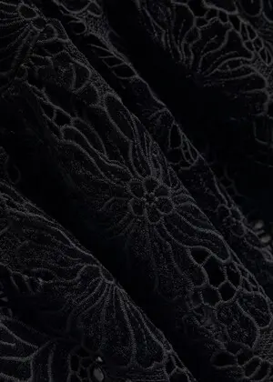 Alice + Olivia Clover Cutwork Lace Midi Dress - Black