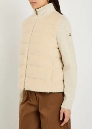 Moncler Quilted Wool And Teddy Cardigan