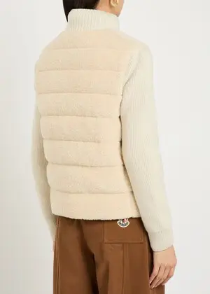 Moncler Quilted Wool And Teddy Cardigan