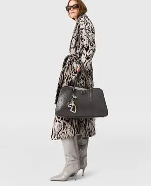 Stella McCartney Cloud Leopard Jacquard Belted Trench Coat - Multicolor Gray