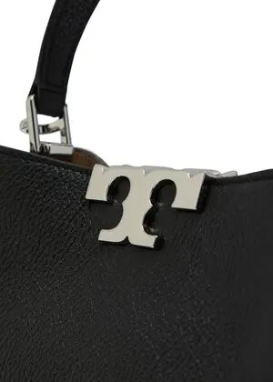 Tory Burch Eleanor Mini T-logo Grained Leather Top Handle Bag - Black