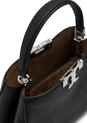 Tory Burch Eleanor Mini T-logo Grained Leather Top Handle Bag - Black