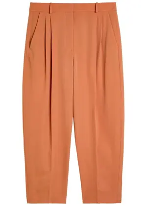 Pleated Barrel-Leg Trousers