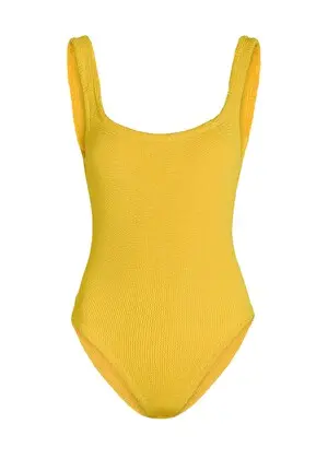 Hunza G Square-neck Crinkle One Piece Swimsuit - Yellow
