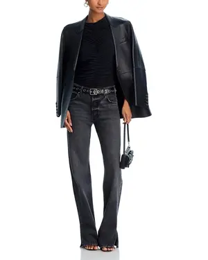 WAYF Ruched Mesh Top