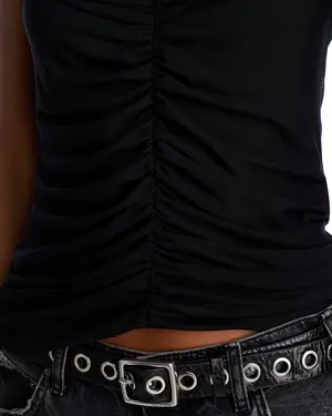 WAYF Ruched Mesh Top