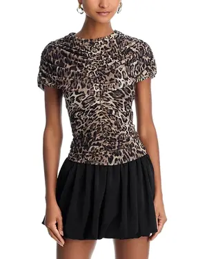 WAYF Beth Ruched Mesh Top