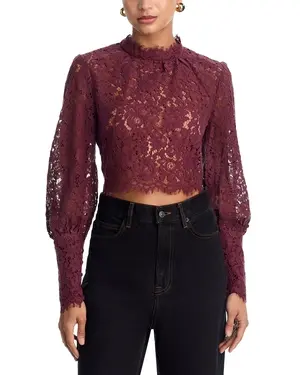 Bardot Georgia Lace Top - Deep Plum