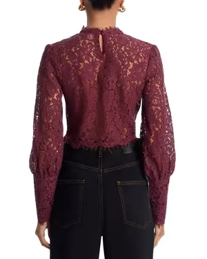 Bardot Georgia Lace Top - Deep Plum