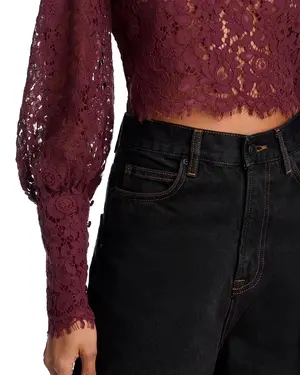 Bardot Georgia Lace Top - Deep Plum