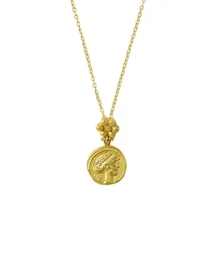OTTOMAN HANDS Goddess Demeter Coin Pendant Necklace - Gold