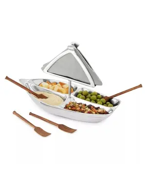 UNCOMMON GOODS Rowboat Serving Bowl With Napkin Holder