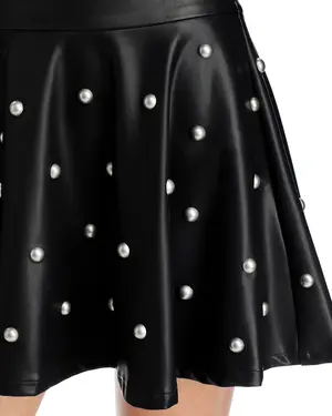 Aqua Faux Leather Studded Mini Skirt