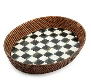 MACKENZIE-CHILDS As Is Rattan & Enamel Large Serving Tray - One-color
