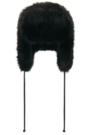 Perfect Moment Faux Fur Trapper Hat - Black