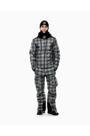 Emporio Armani Technical Ski Jacket With Check Motif And Stratum7 Padding
