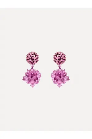 Oscar De La Renta Beaded Pompom Clip-on Earrings - Red