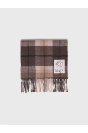 Maje Wool Check Scarf - Brown