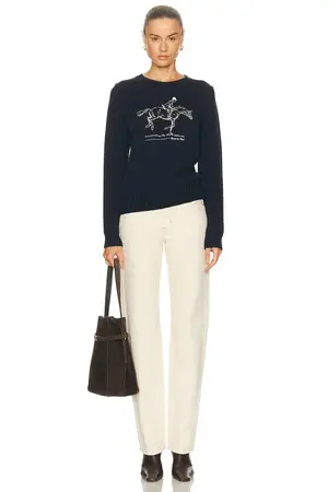 SPORTY & RICH Horse Knitted Sweatshirt - Dark Navy