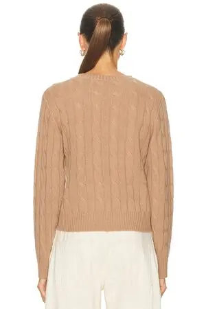 SPORTY & RICH Src Cableknit Cashmere Sweater - Camel