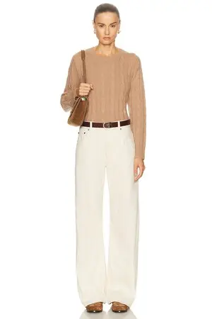SPORTY & RICH Src Cableknit Cashmere Sweater - Camel
