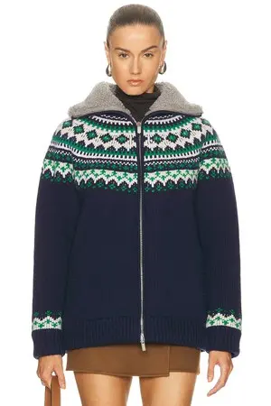 Miu Miu Wool Fairisle Zip Up Sweater