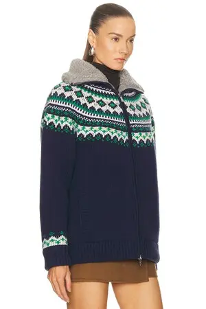 Miu Miu Wool Fairisle Zip Up Sweater