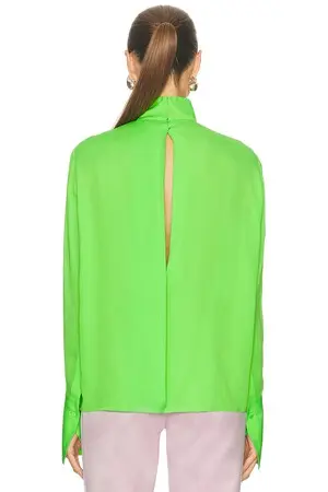 TOM FORD Silk Georgette Long Sleeve Blouse - Green Flash