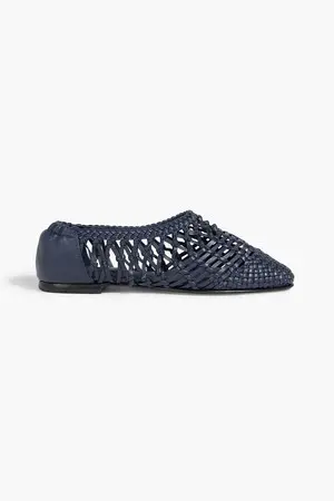Simkhai Eden Woven Leather Ballet Flats - Midnight Blue