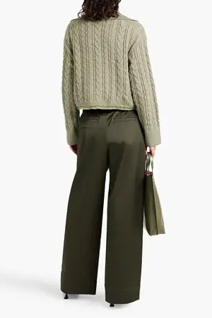 Simkhai Lourdes Cropped Cable-knit Half-zip Sweater