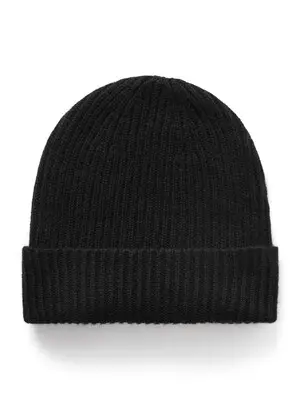 William Lockie Ribbed Cashmere Beanie Black
