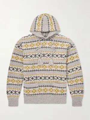 Kapital Knife Fair Isle Wool Hoodie - Yellow