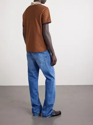 Burberry Evan Check Collar Cotton-piqué Polo Shirt - Brown