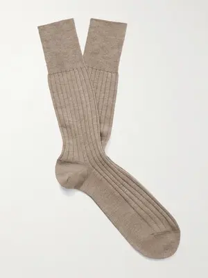Falke No 2 Ribbed Cashmere-blend Socks - Neutrals