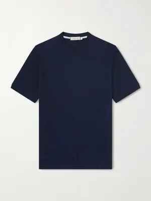 Canali Cotton-piqué T-shirt - Blue