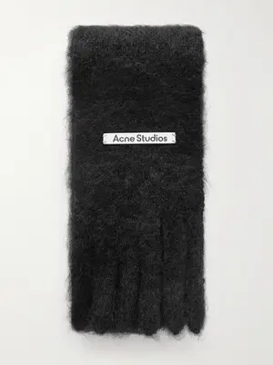 Acne Studios Kinna Skinny Fringed Mohair And Wool-blend Scarf - Black