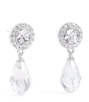 SELF-PORTRAIT Crystal Drop Earrings - Silver