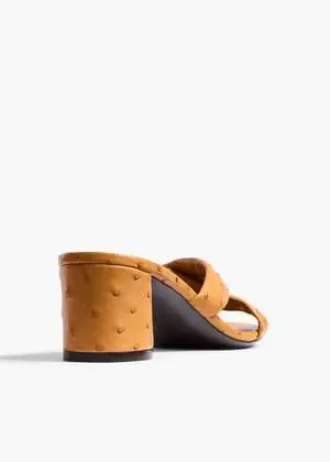 Khaite Liria Ostrich Sandals - Chestnut