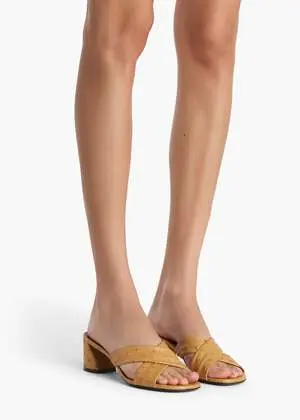 Khaite Liria Ostrich Sandals - Chestnut