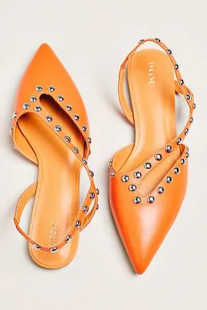 Maeve Studded Cutout Slingback Flats - Orange