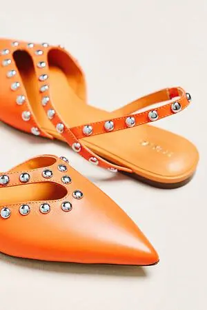 Maeve Studded Cutout Slingback Flats - Orange
