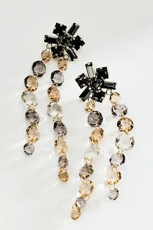 Anthropologie Drippy Crystal Earrings - Black