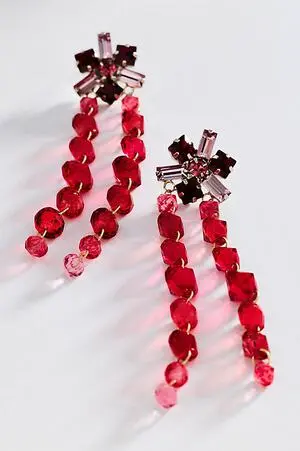 Anthropologie Drippy Crystal Earrings - Dark Red