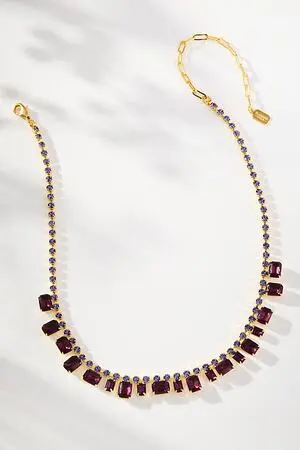 ELIZABETH COLE Glacia Crystal Necklace - Purple
