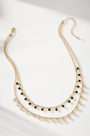 Anthropologie Delicate Layered Crystal Necklace - Sapphire