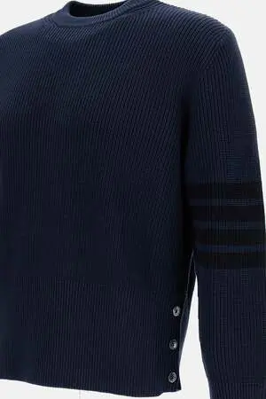 Thom Browne Cotton Crew Neck Sweater - Blu