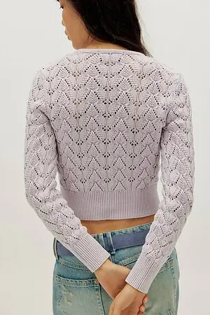 Free People Pointelle Cardigan - Orchid Hush