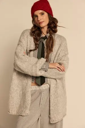 Free People Marina Softspun Cardigan - Light Heather Grey