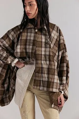 UNDERSTATED LEATHER Western Plaid Cape