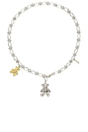 We11Done Teddy Pendant Spike Chain Necklace